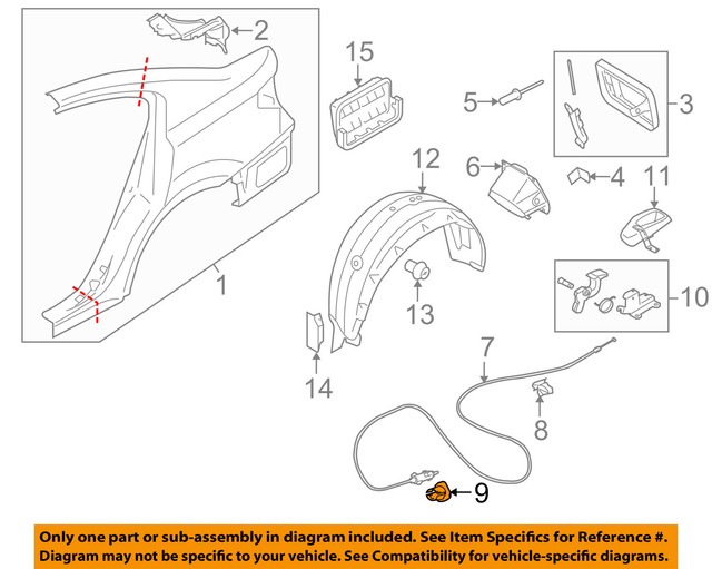 Subaru 57324AJ00A Genuine OEM Factory Original Release Cable Holder for ...