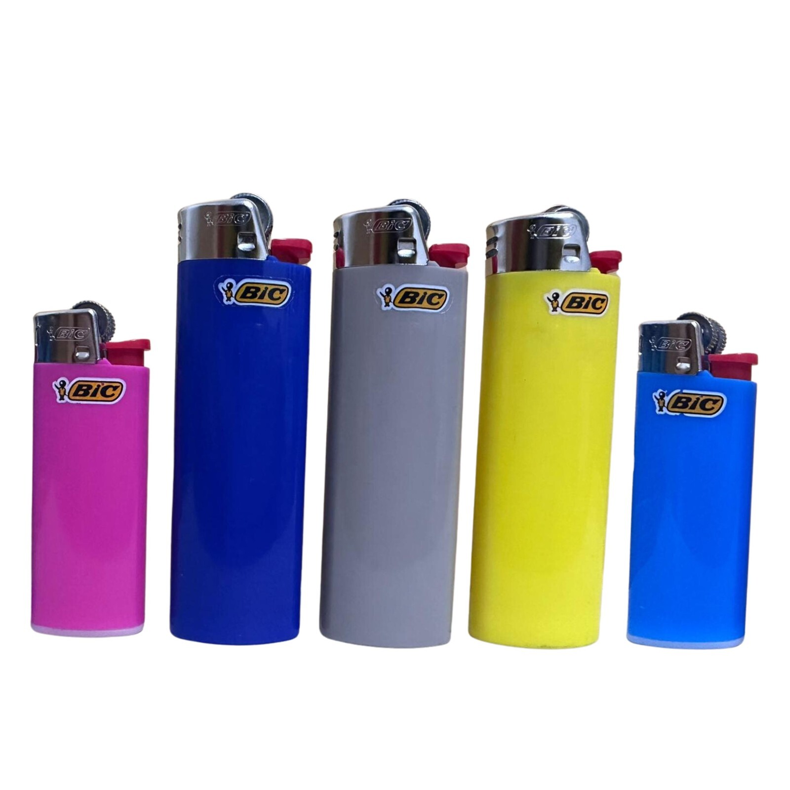 5 Genuine BIC Lighters 2 Different Sizes Assorted Colours 3 Maxi & 2 ...