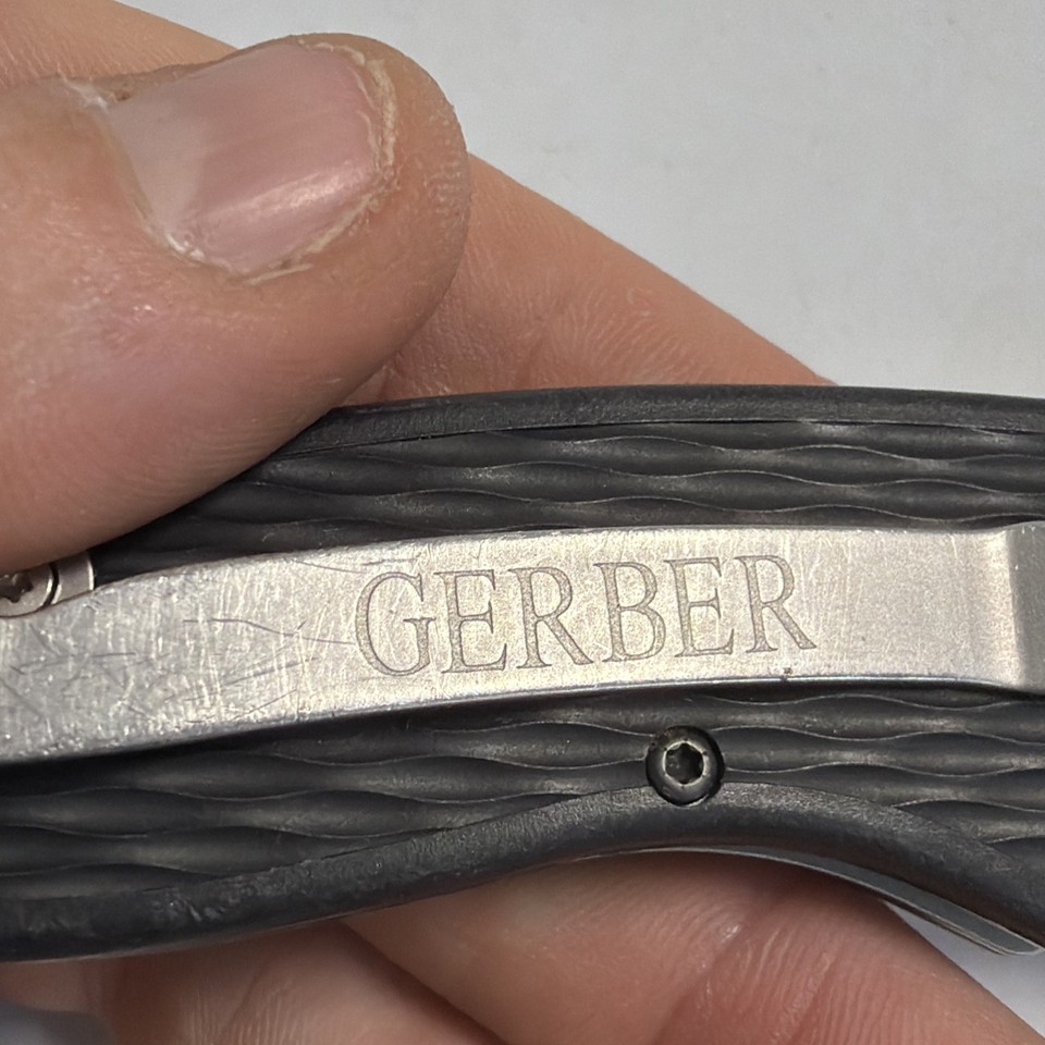 Gerber Slide Button Black Pocket Knife Serrated Baldwin Clean Sharp ...