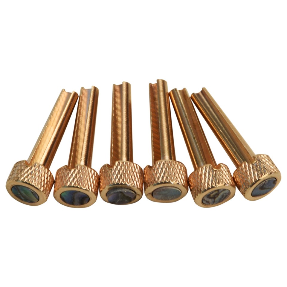 6Pack Flat Top Design Brass Bridge Pins Abalone Dot Inlay For Acoustic ...