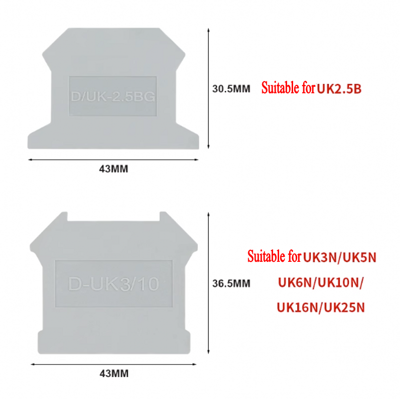 1/5/10pcs DIN Rail Terminal Block Partition For UK2.5B/3N/5N/10N~25N ...