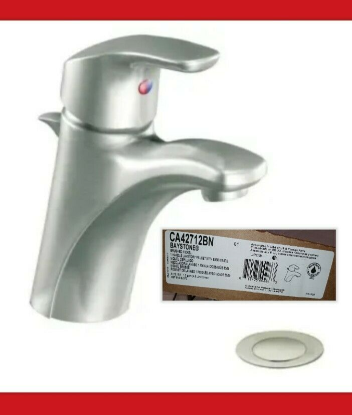 Moen CFG Baystone Lavatory Faucet Brushed Nickel One Handle CA42712BN ...