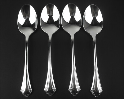 Set 4 x Oval Soup / Place Spoons Falkirk Oneida Profile Stainless Steel ...