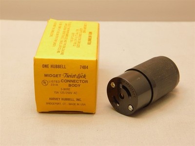 Hubbell HBL7484 15A 125/250VAC 3-Wire Midget Twist-Lock Female ...