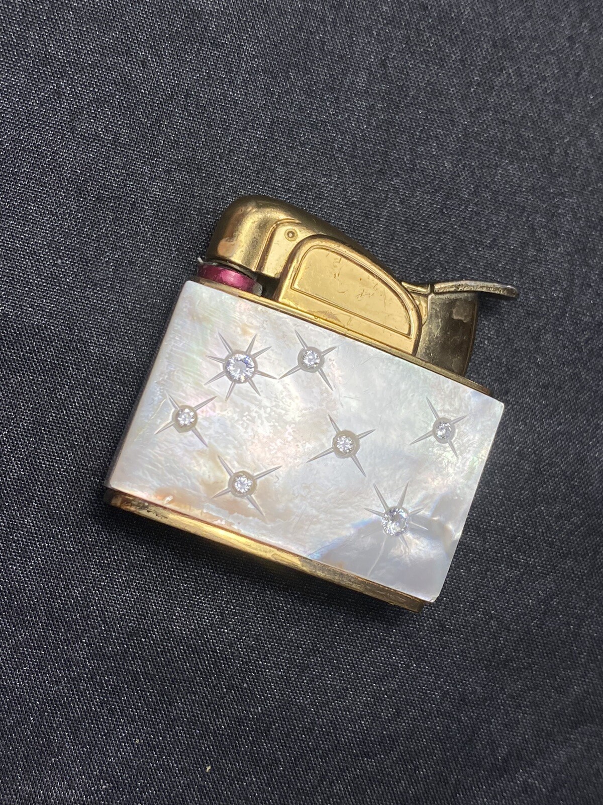 RARE Vintage EVANS LIGHTER Mother of Pearl & Cubic zirconia SPARKS ...