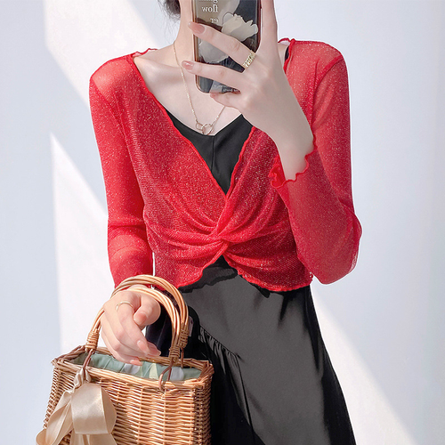 Ladies Solid Shiny Mesh Shrug Bolero Cropped Top Sheer Pullover Blouse ...