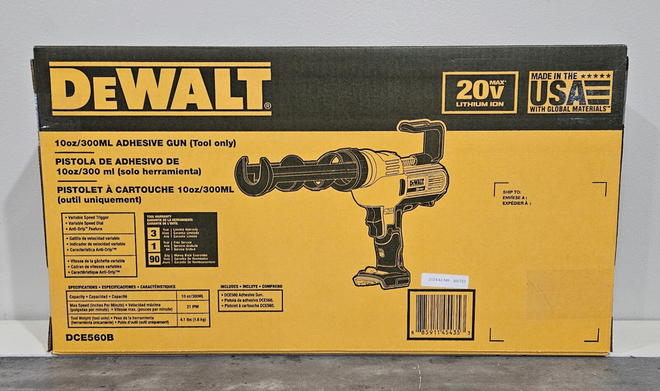 DeWALT 20V 10-Oz Cordless Variable Speed Adhesive Caulk Gun - Bare Tool ...