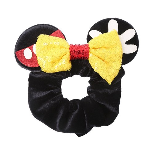 Black velvet with yellow bow Minnie Mickey scrunchie | eBay