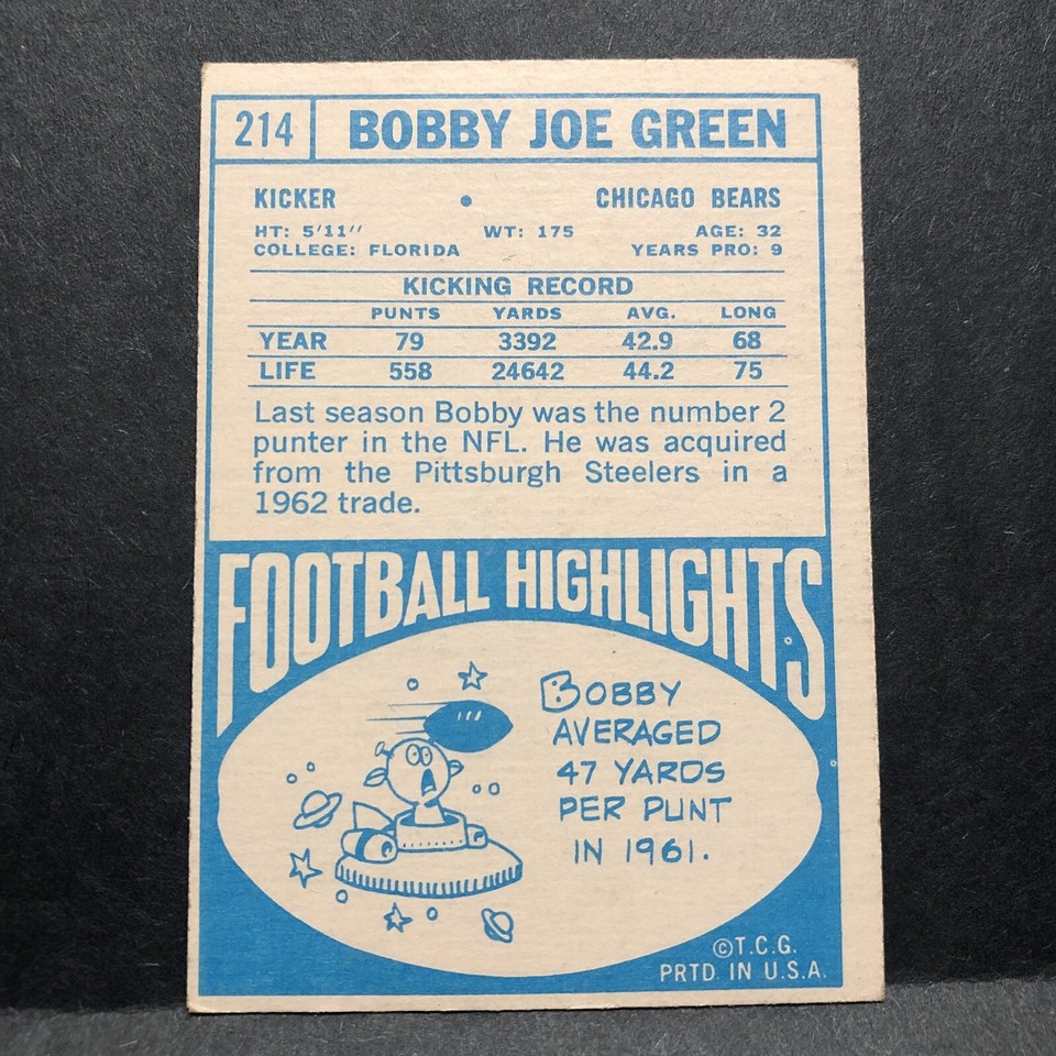 1968 Topps #214 Bobby Joe Green Chicago Bears EX | eBay