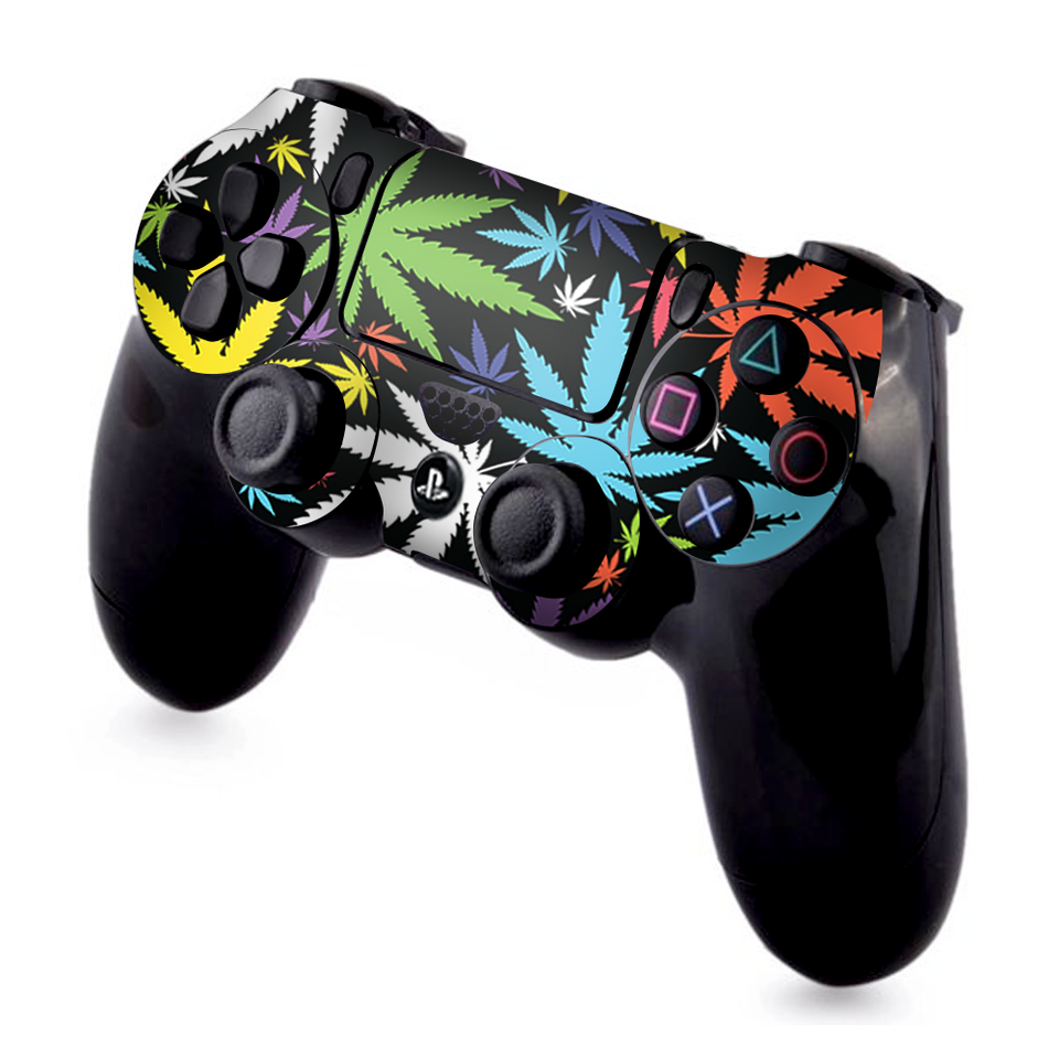 Skins Decal Wrap for PS4 / PS4 Pro Controller - Colorful Weed Leaves ...
