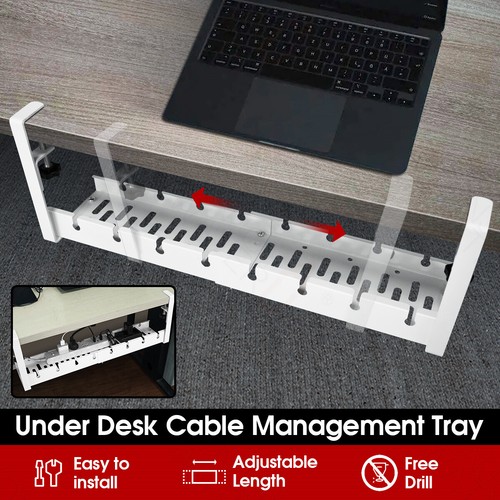 Under Desk Organizer Cable Management Tray Adapter Cord Wire Power ...