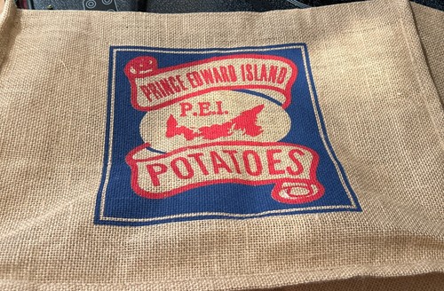 P.E.I Prince Edward Island Burlap POTATOES Carrying BAG with Handle ...