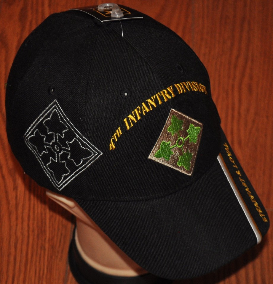 New Black 4th Fourth Infantry Division Army Hat Ball Cap Steadfast and ...