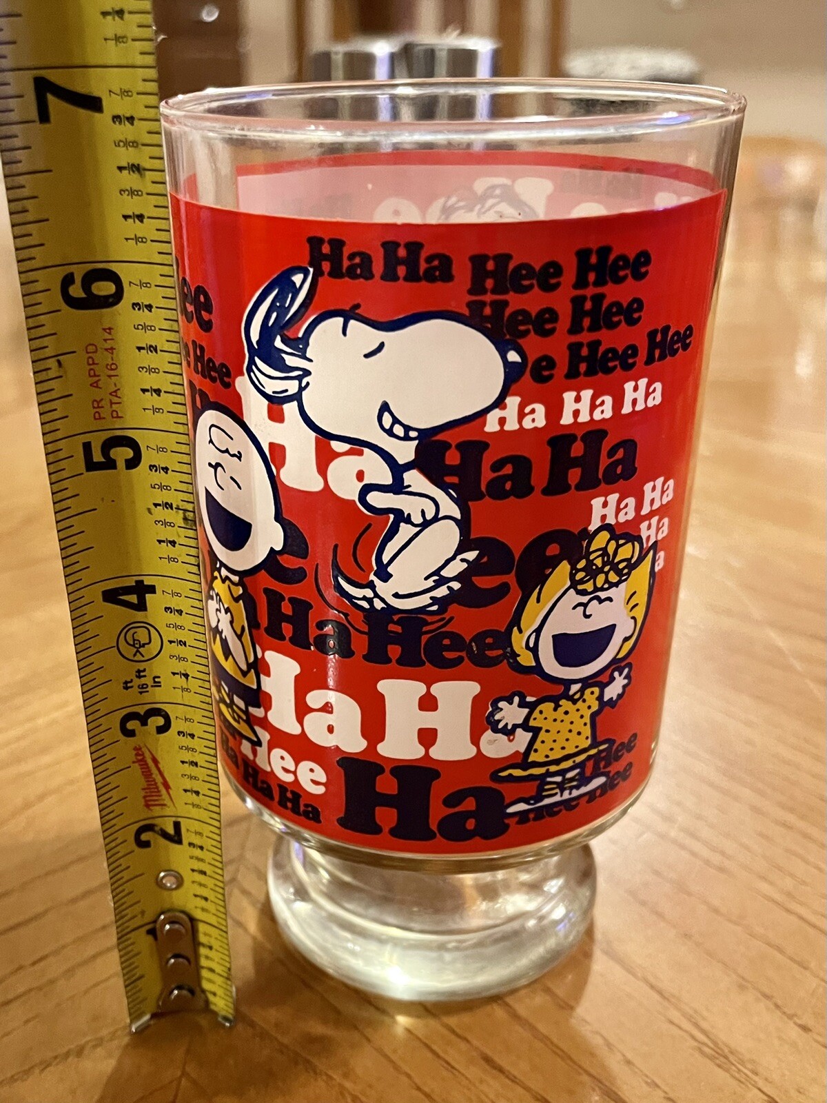 VINTAGE 1965 Peanuts Snoopy Charlie Brown Drinking Glass HAHA HEE HEE ...