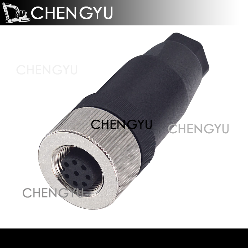 M12 Sensor Connector Male/Female Straight/Right Angle Plug 4/5/8 Pin ...