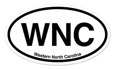 WNC Western North Carolina Oval car window bumper sticker decal 5" x 3 ...