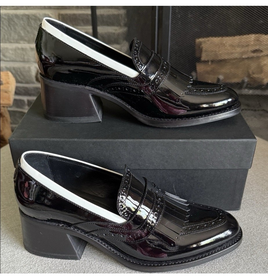 The Office of Angela Scott Black Leather Ms Juliette Kiltie Loafer ...