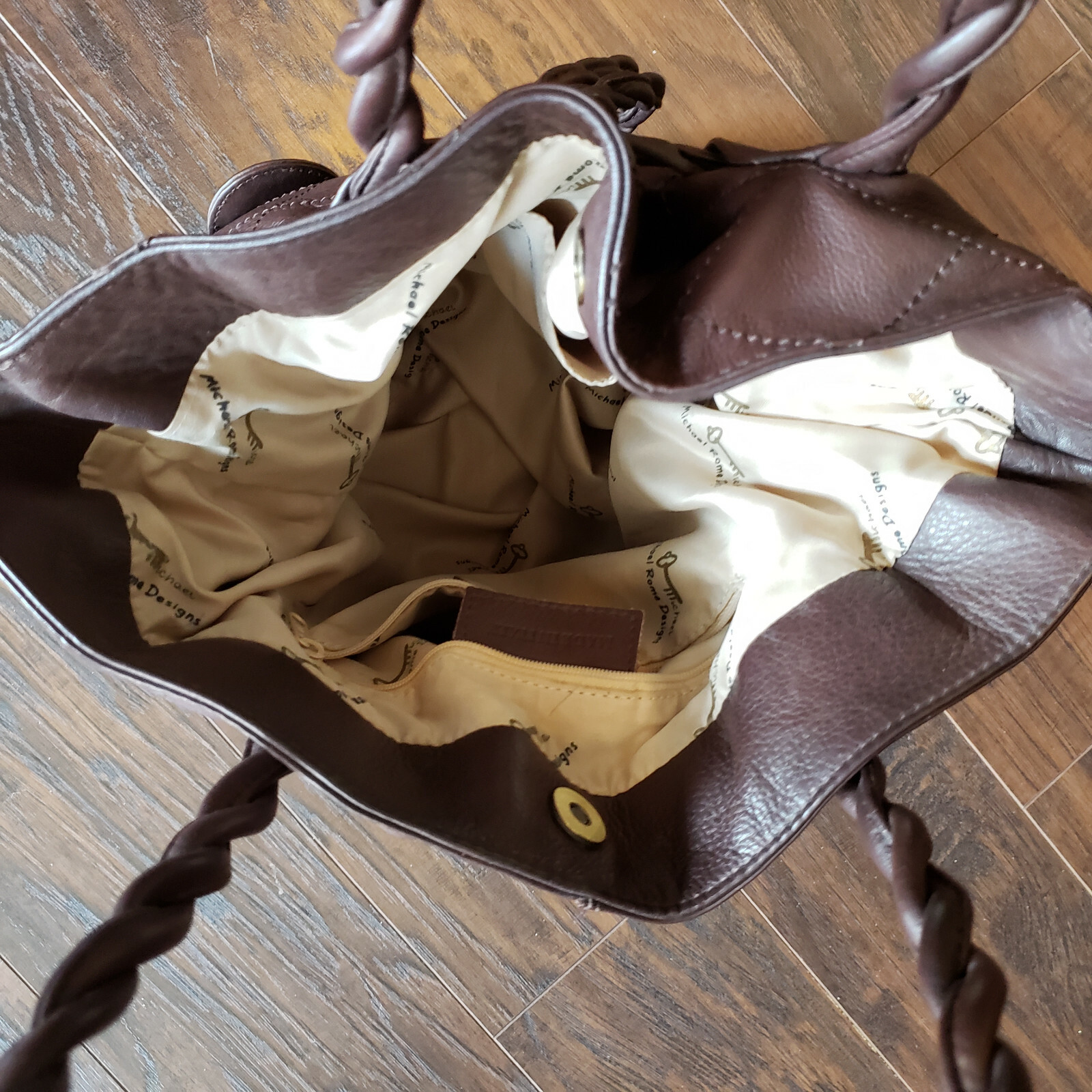 Michael Rome Designs Womens Brown Leather Tassel Bucket Shoulder Bag ...