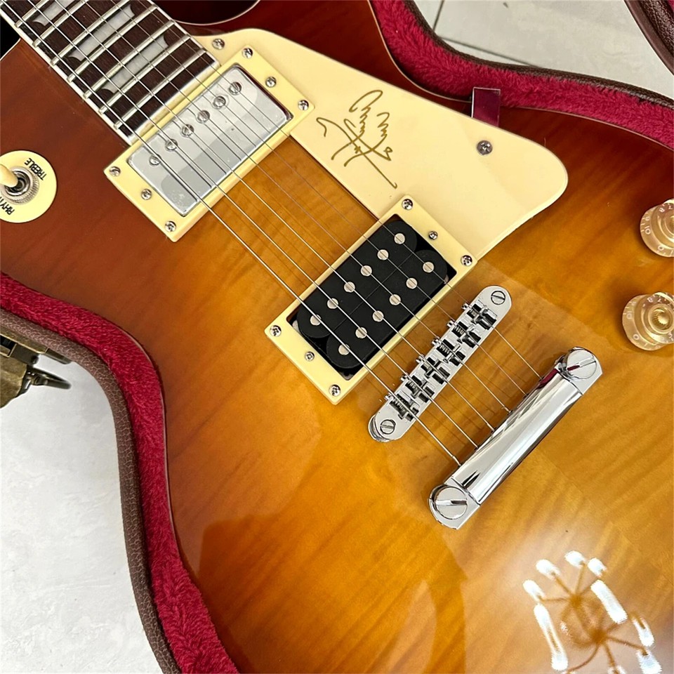 Custom Flame Maple Top LP Electric Guitar Jimmy Page Fixed Bridge 6 ...