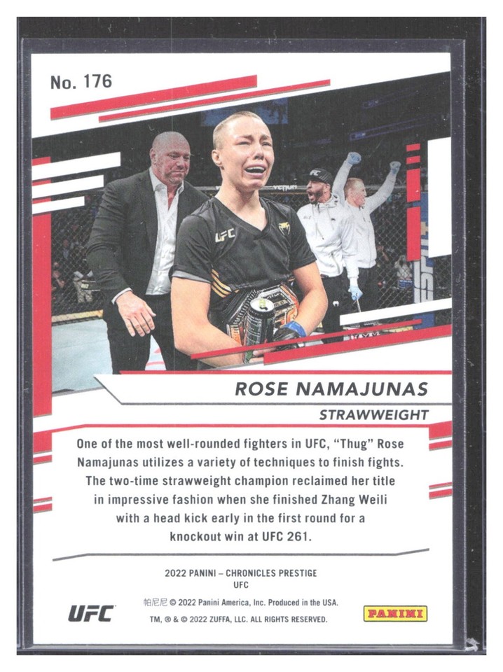 2022 Panini Prestige UFC #176 Rose Namajunas Strawweight MMA Champion ...
