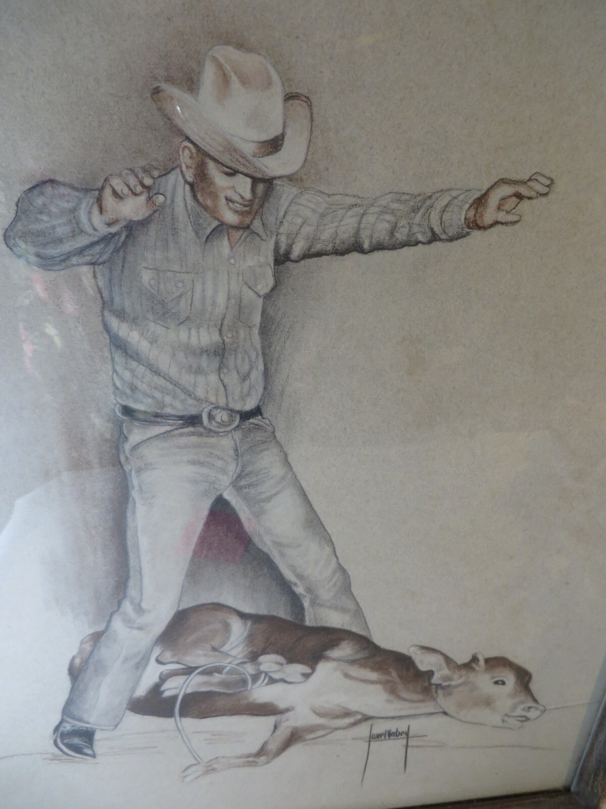 VINTAGE ORIGINAL JANE MABRY CHALK WESTERN FRAMED PAINTING | eBay