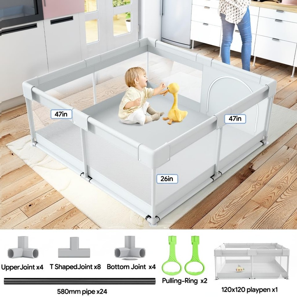 Fodoss Baby Playpen, 47x47in Small Play Pen,Toddler Playpen for ...