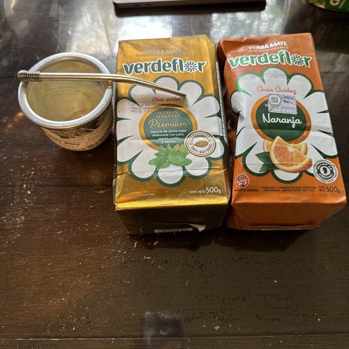 1 Mate Gourd + 1 Bombilla Straw + 2 Verde flor Naranja Premium 500g ...