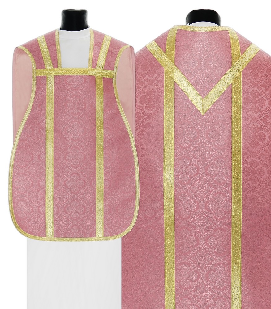 Rose Fiddleback Roman Chasuble with stole R0-R25 Vestment Casulla Rosa ...