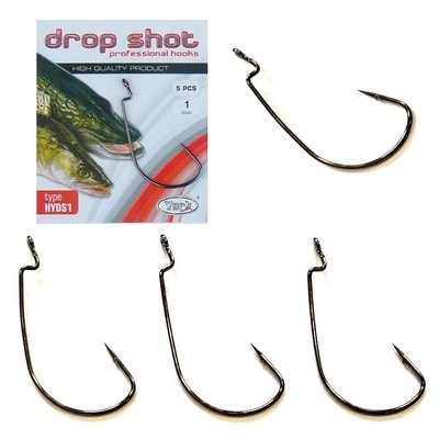 5 X WIDE OFFSET WORM DROP SHOT HAKEN, DROP SHOT HOOK, JIGHAKEN LOSE ...