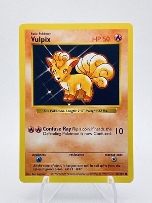 Pokemon Card Vulpix Shadowless Base Set 1st Edition Common 68/102 Near ...