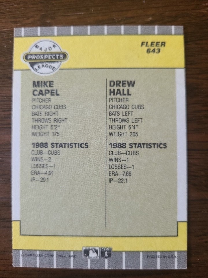 1989 Fleer Baseball 643 Mike Capel / Drew Hall MLP, Rookie | eBay