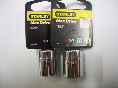 NEW STANLEY 3/8 in Drive 19/32 INCH MAX DRIVE 12 POINT SOCKETS TWO ...