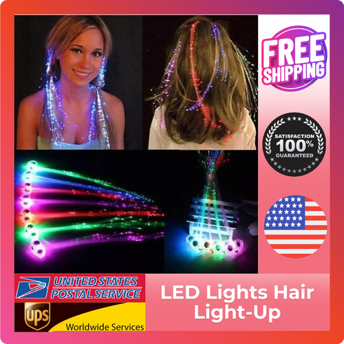 30 Pack LED Lights Hair Light-Up Fiber Optic LED Hair Barrettes ...