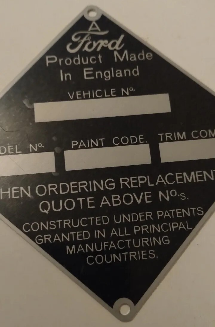 Early Ford Vin Tag | eBay UK