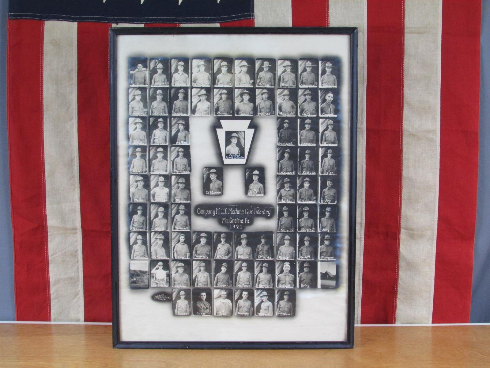 Vintage 1921 US Army 110th Infantry Reg Military Photograph Antique Mt ...