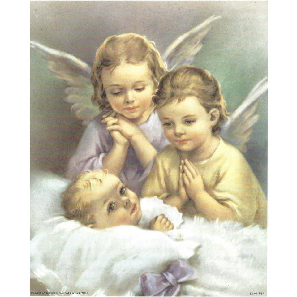 Vintage 8 x 10 Nursery Wall Art Print Two Guardian Angels over a ...