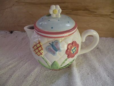 COOK'S CLUB WHITE TEAPOT WITH FLOWERS | eBay