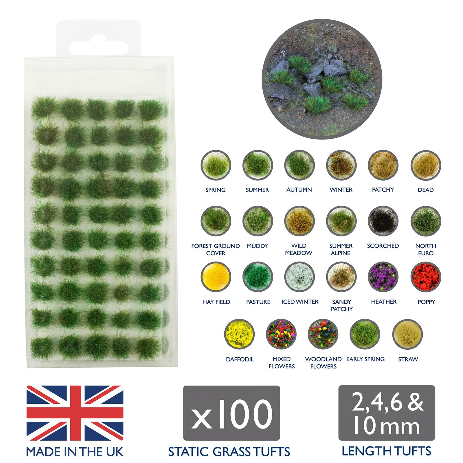 Static Grass Tufts x 100 Model Railroad Wargame Scenery Miniature ...