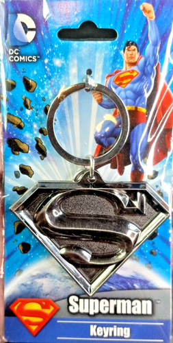 Official DC Comics Superman Keyring Keychain w Clip Metal Silver Hope ...