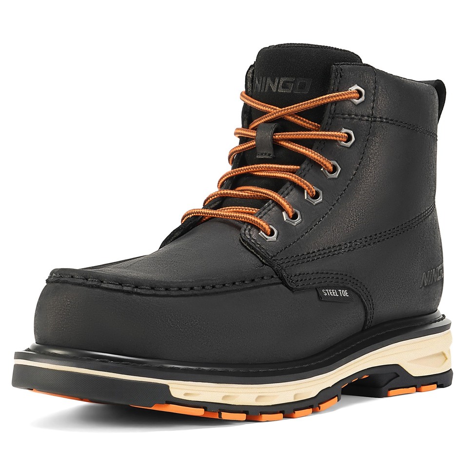 NINGO Men Steel Toe Work Boots Puncture Proof Moc Toe Safety Shoes EH ...