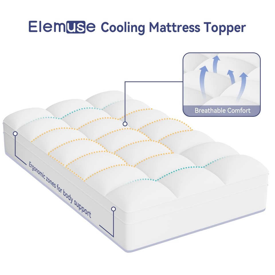 ELEMUSE Twin Mattress Topper for Back Pain, Extra Thick Twin, White | eBay