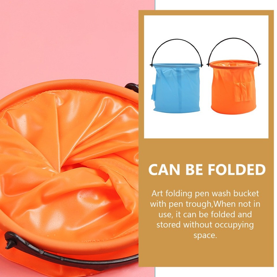 2 Pcs Painting Bucket Folding Multi-use Brush Basin Foldable Buckets ...
