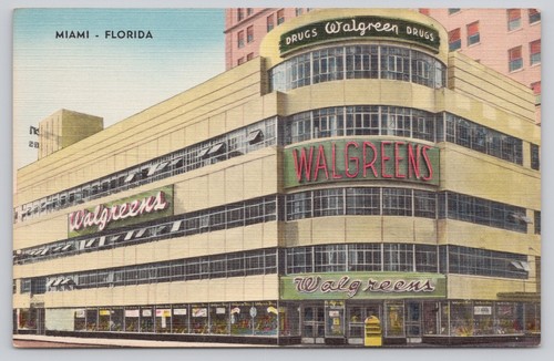 Vintage Miami Walgreens Drug Store Postcard Flagler Street 1937 | eBay
