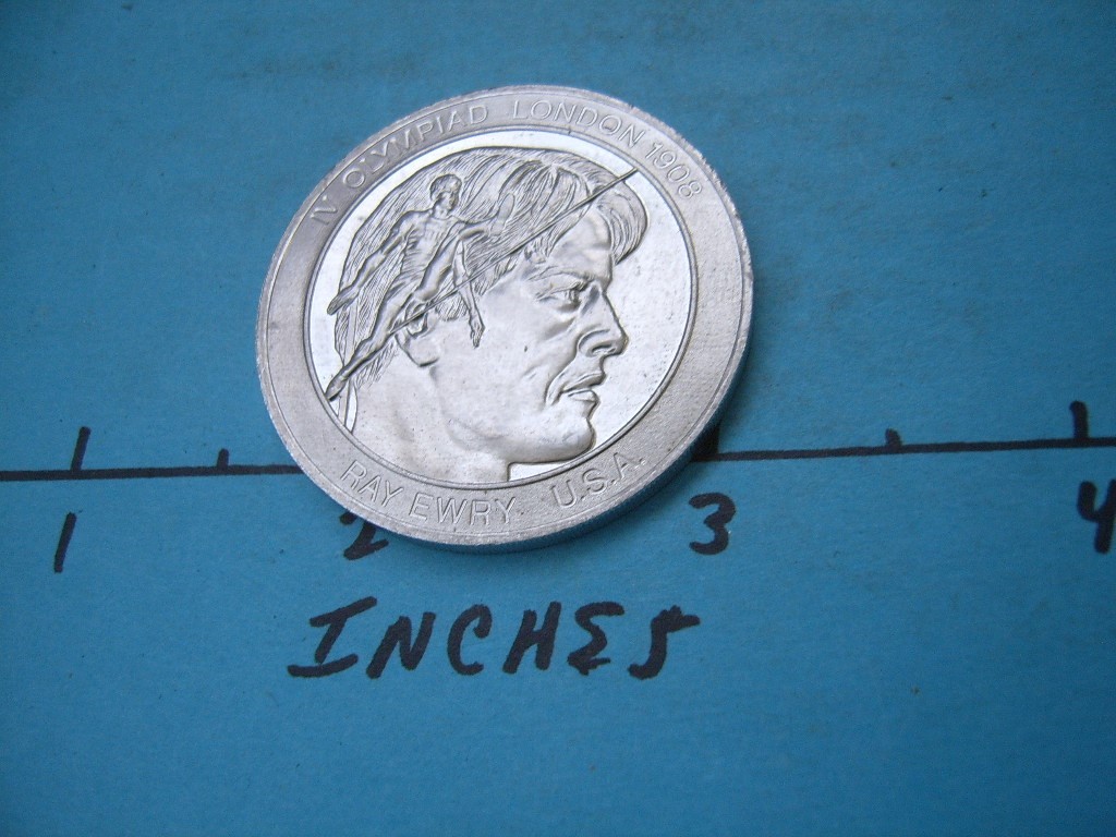 RAY EWRY USA LONDON 1908 OLYMPICS GOLD STANDING JUMPS TRACK MEDALLION ...