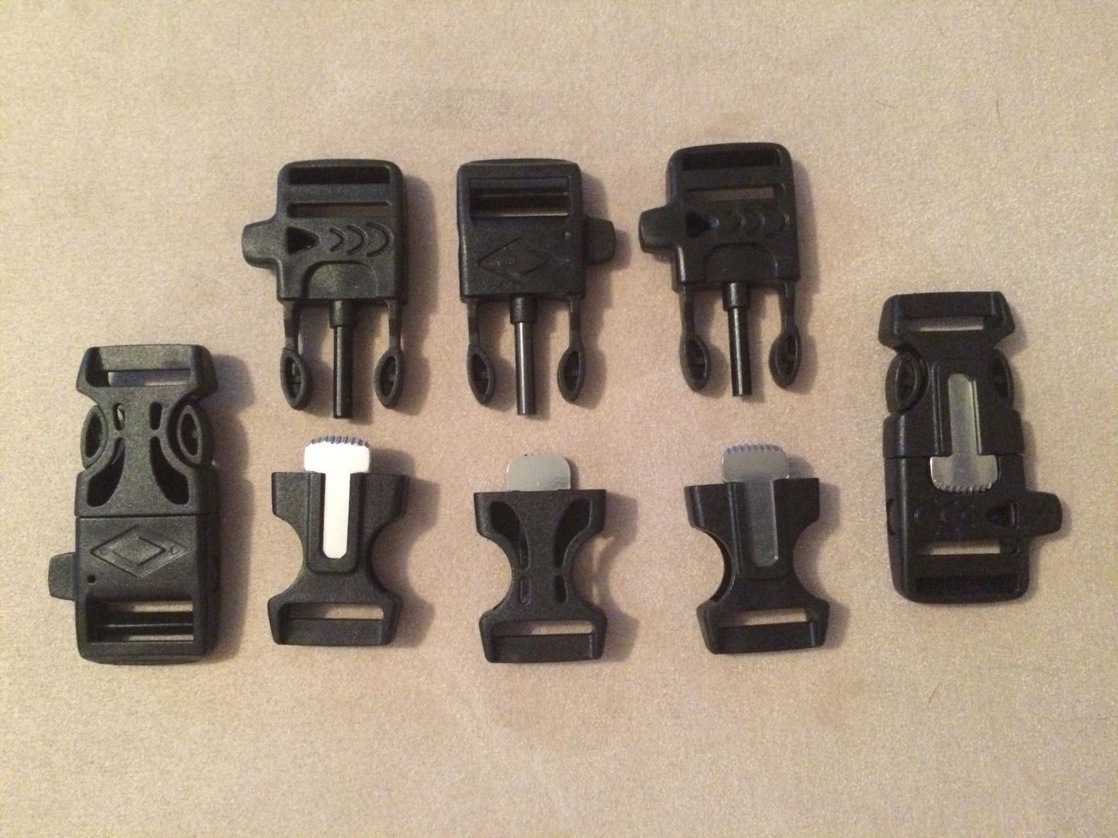 PARACORD Fire Starter Release BUCKLE Magnesium Flint w/ Whistle 1, 2, 5 ...