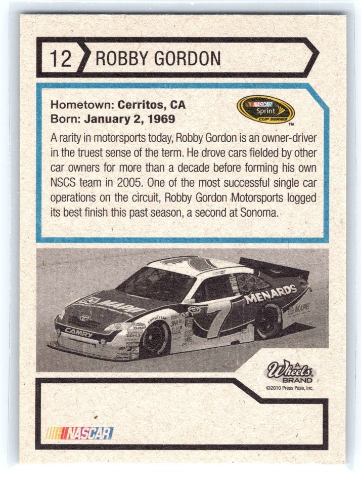 Robby Gordon 2011 Wheels Element #12 | eBay