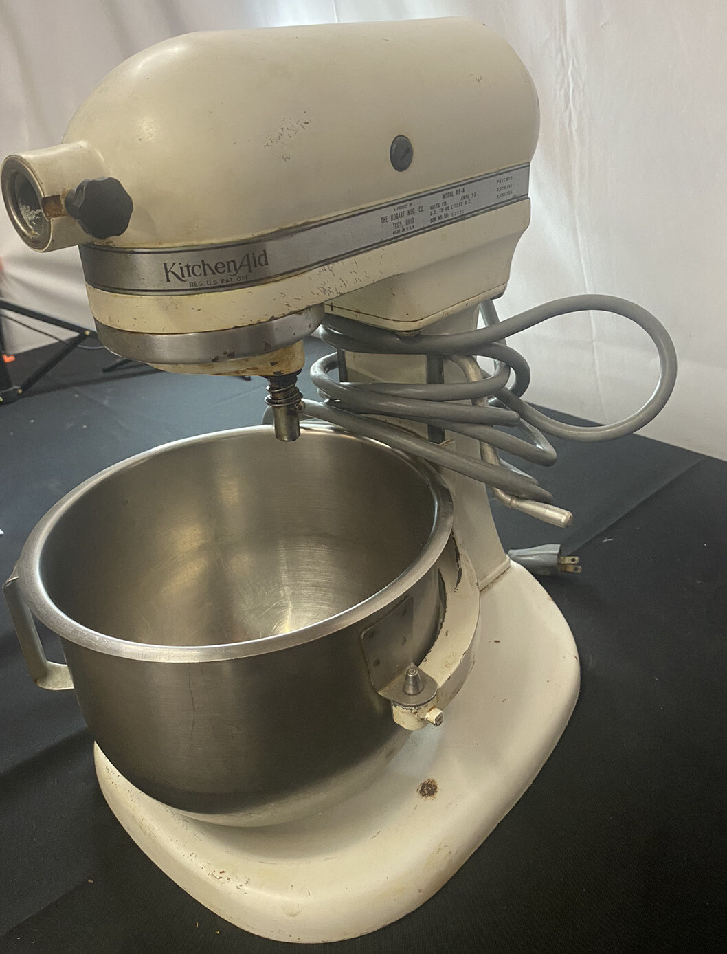 Vintage Hobart KitchenAid K5-a White 5 QT Stand Mixer 10 Speed Bowl 3 ...