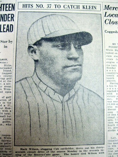 1929 display newspaper HACK WILSON hits 37th Home Run for CHICAGO CUBS ...
