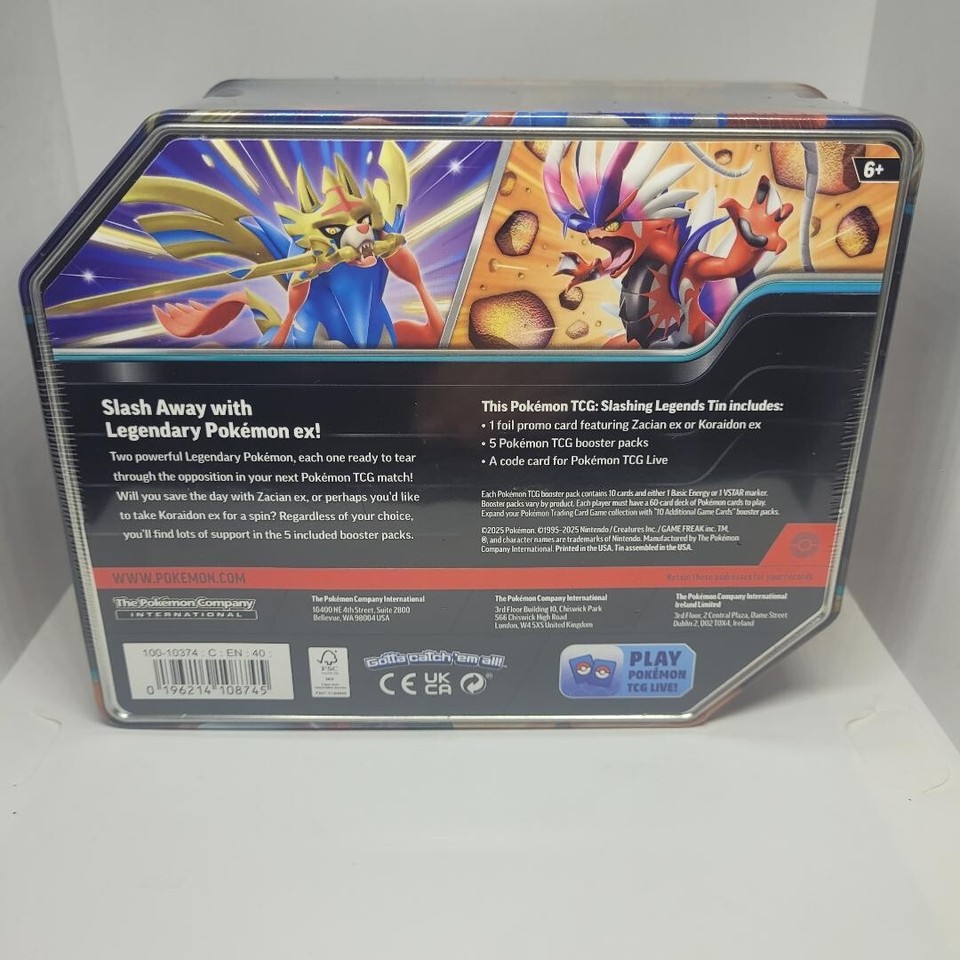 Pokemon Slashing Legends Factory Sealed Tin Box - Koraidon ex - 5 ...