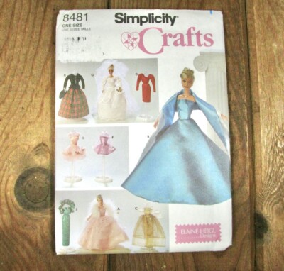 Retro Barbie Doll Clothes Sewing Pattern Vintage Gowns Simplicity 8481 ...